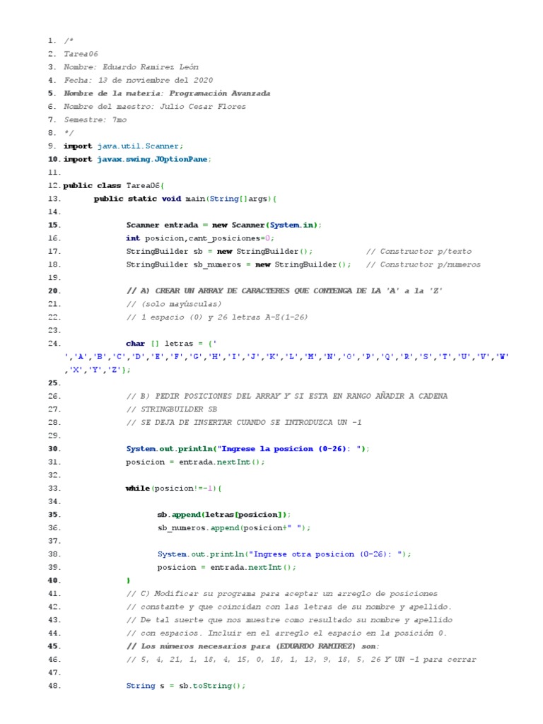 Tarea 06 Programacion Java | PDF