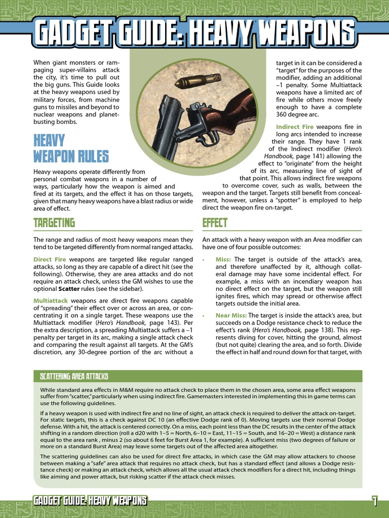 Mutants & Masterminds 3e - Gadget Guide - Heavy Weapons | PDF | Artillery | Machine Gun
