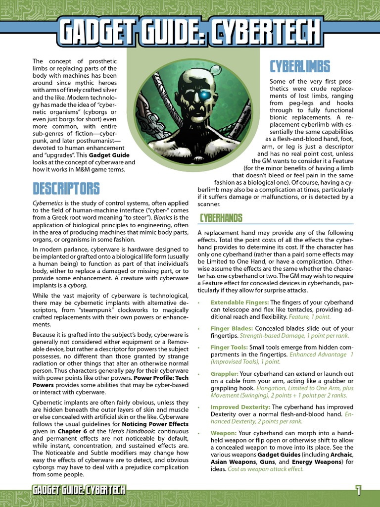 Mutants & Masterminds 3e - Gadget Guide - Cybertech PDF | PDF | Cyborg | Copyright