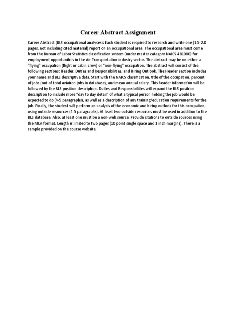 Career Abstract Assignment | PDF | Computers