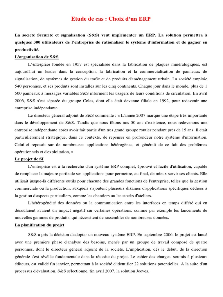 Projet ERP | PDF | Progiciel de gestion intégré | Business