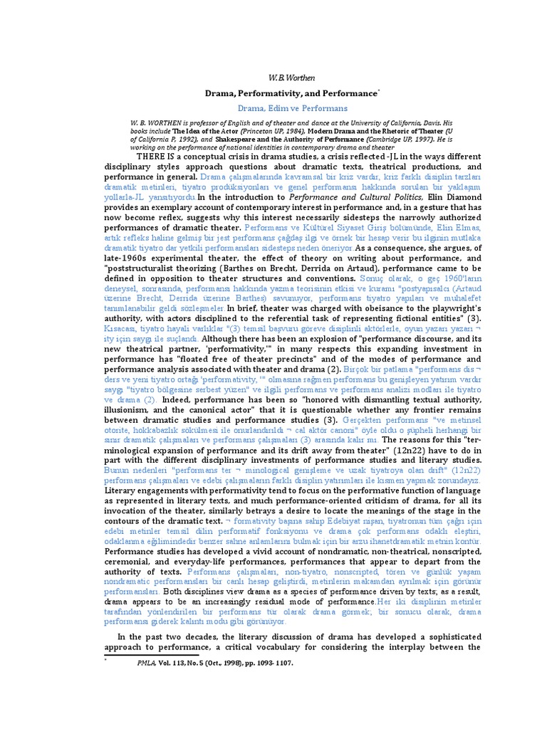 Drama, Performativity, and Performance 12 S. | PDF