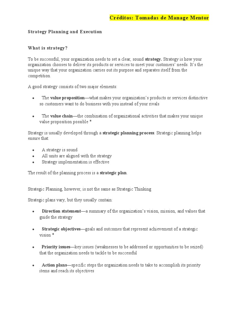 Strategy Planning and Execution | PDF | Strategic Planning | Strategic ...