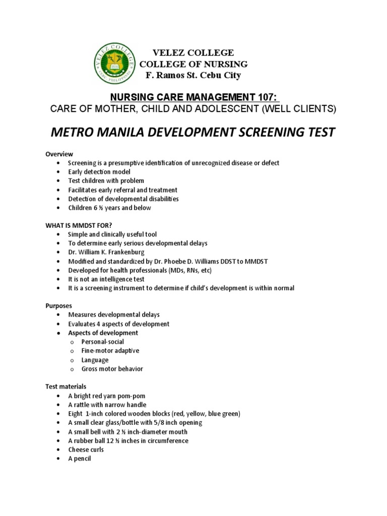Metro Manila Development Screening Tool | PDF