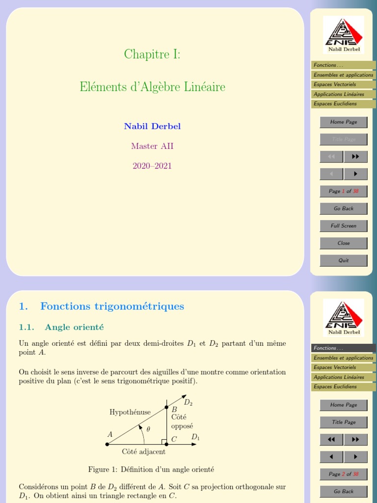 Chapitre I: El Ements D'alg'ebre Lin Eaire: Nabil Derbel | PDF ...