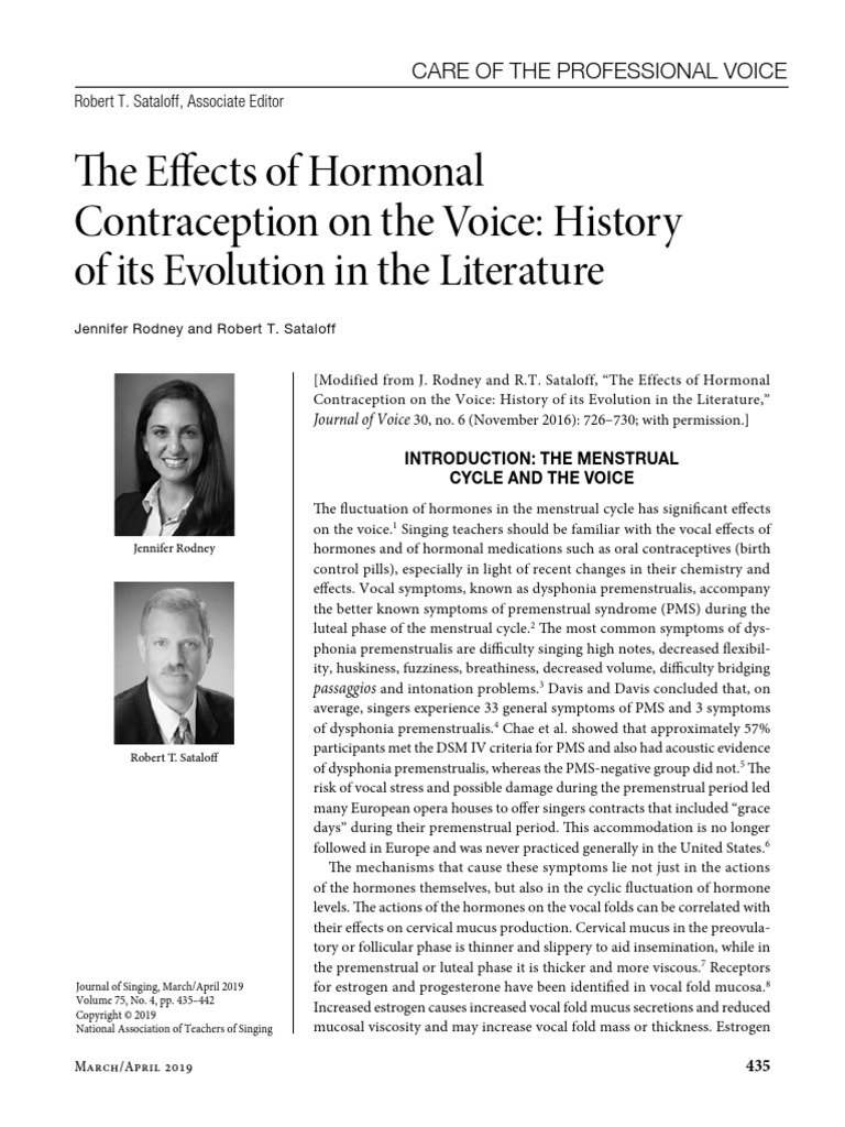 The Effects of Hormonal Contraception On The Voice Rodney Sataloff ...