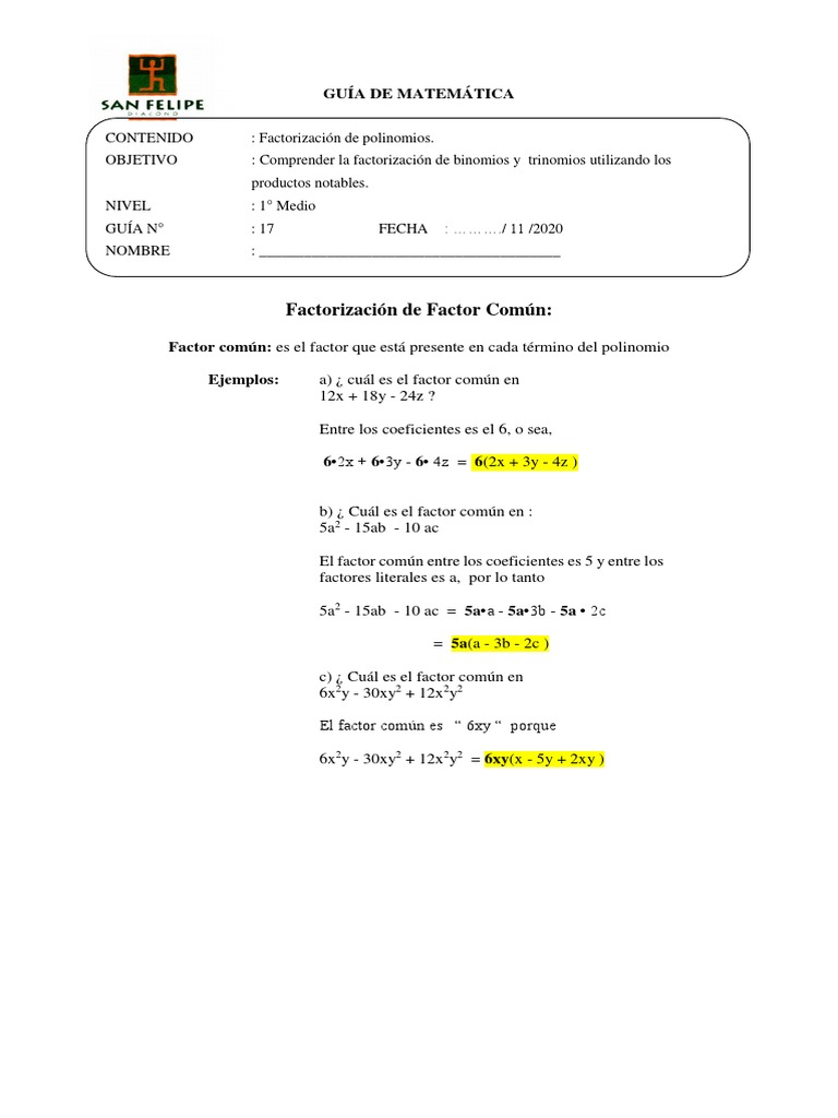 17 Factorizacion PDF | PDF
