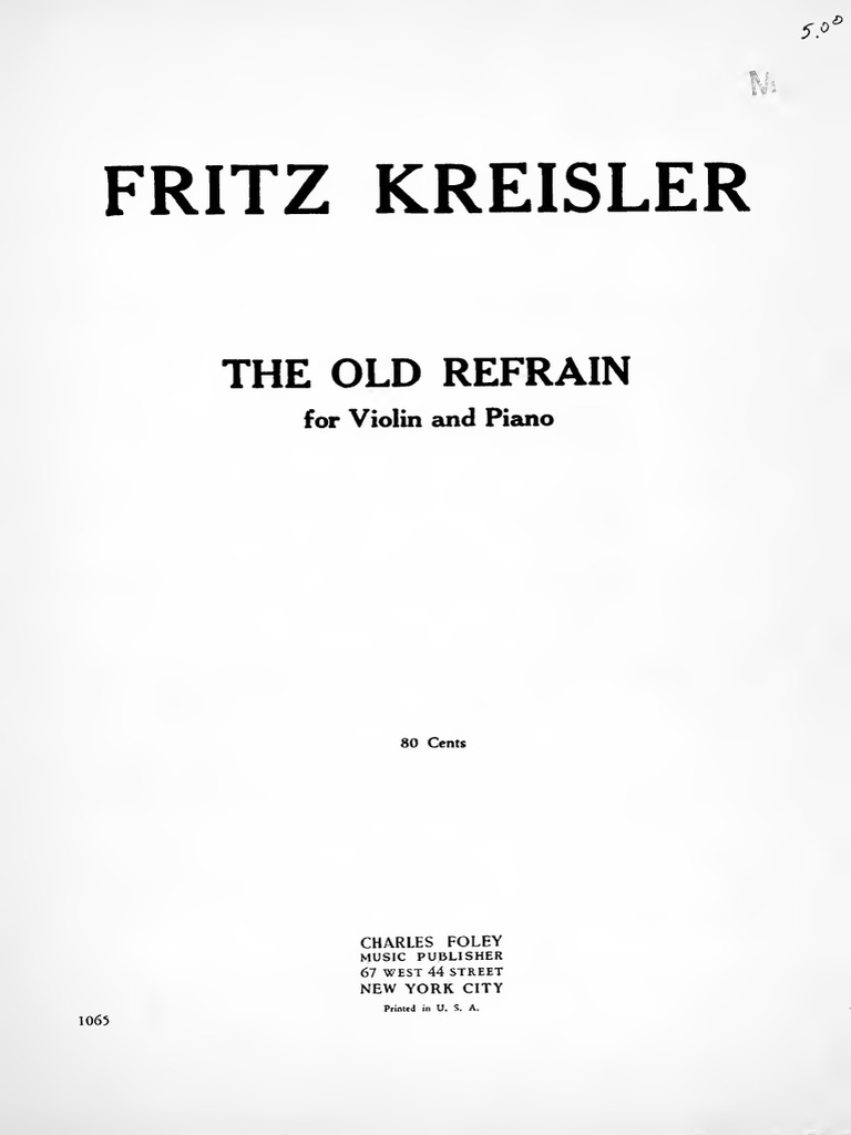Old Refrain (Violin y Piano) PDF | PDF | Concerto | Tempo