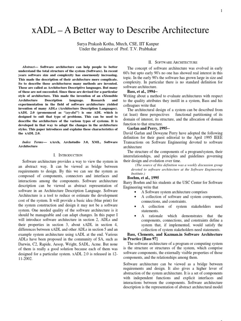 Xadl | PDF | Xml | Component Based Software Engineering