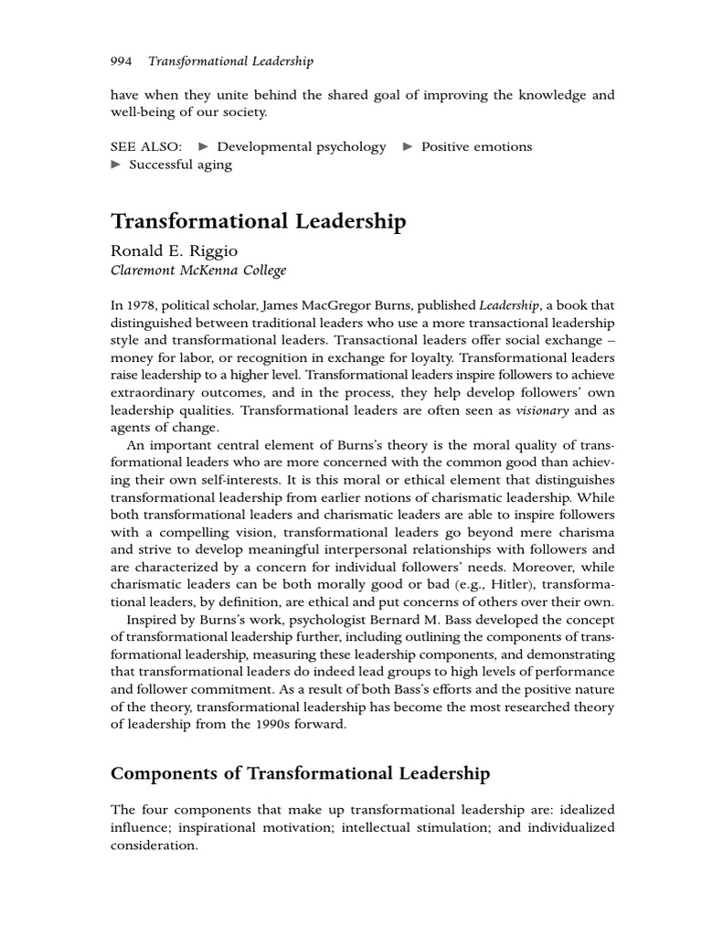 Transformational Leadership: Ronald E. Riggio | Download Free PDF ...