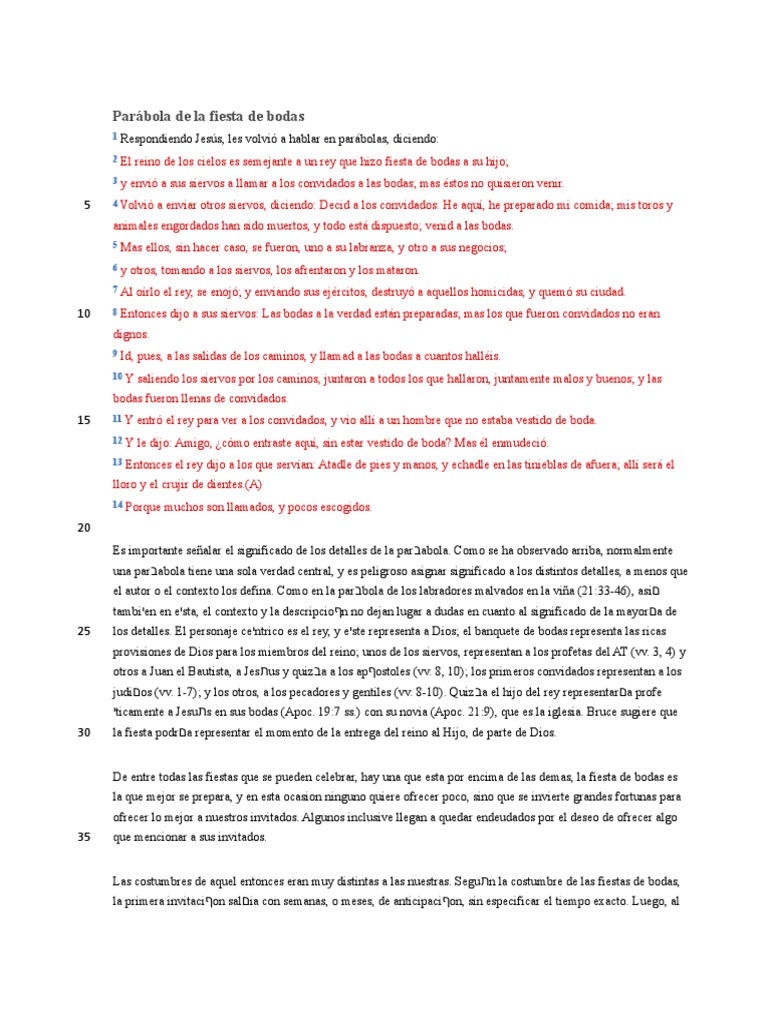 Parábola de la Fiesta de Bodas | PDF | Pecado | Gracia en el cristianismo