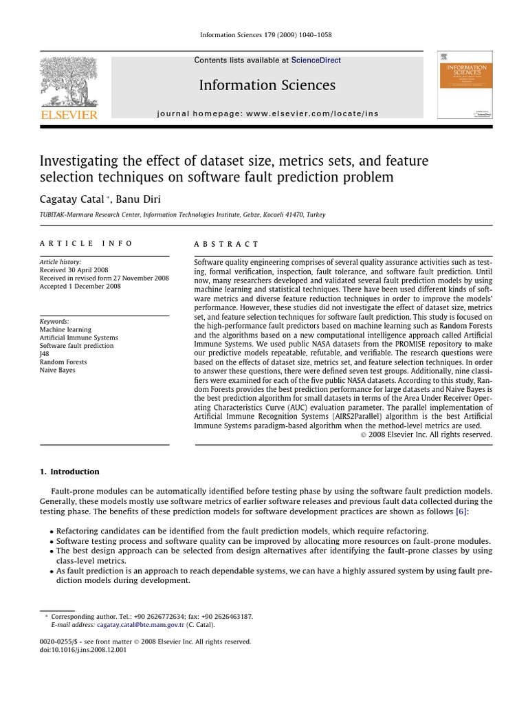 Investigating The Effect of Dataset Size, Metrics Sets, and Feature Selection Techniques On ...