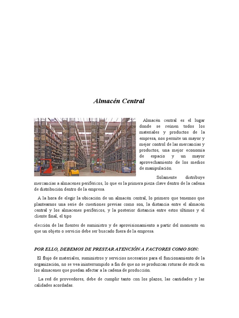 Almacén Central | PDF | Almacén | Industrias