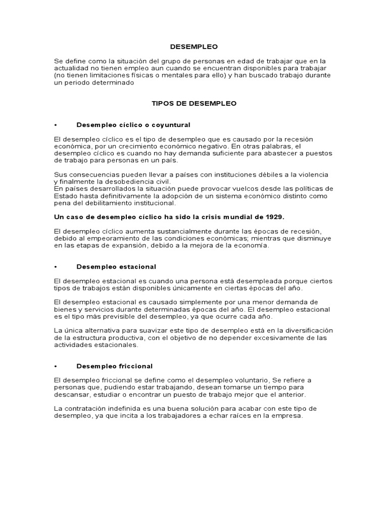 DESEMPLEO | PDF | Desempleo | Ciencias sociales