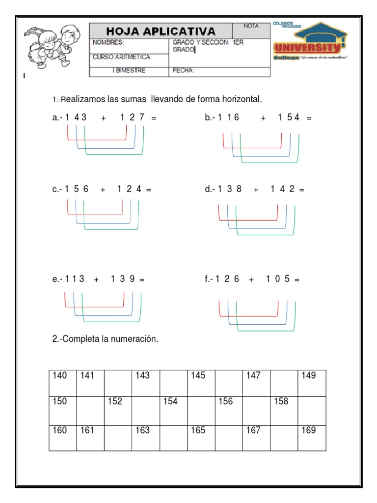Fichas La Sumas Llevando de Forma Vertical y Horizontal PDF | PDF