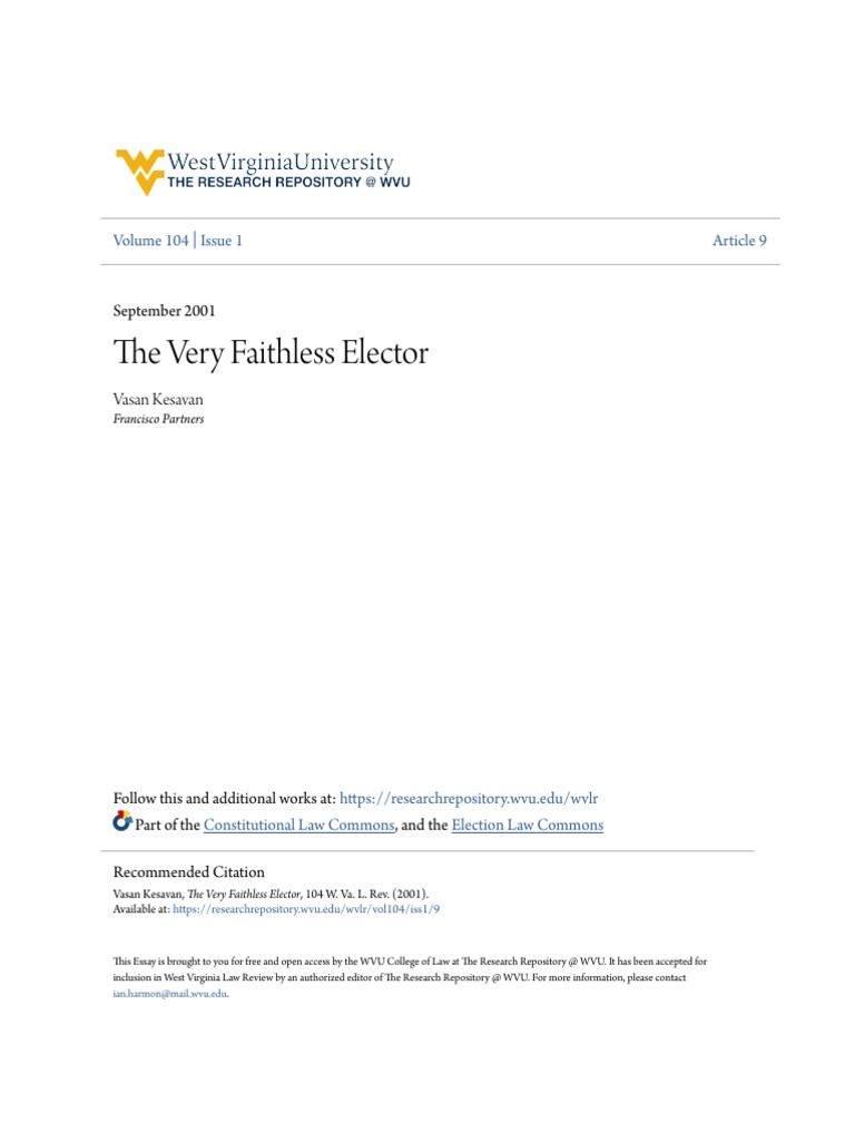 The Very Faithless Elector PDF | PDF | Presidents Of The United States ...