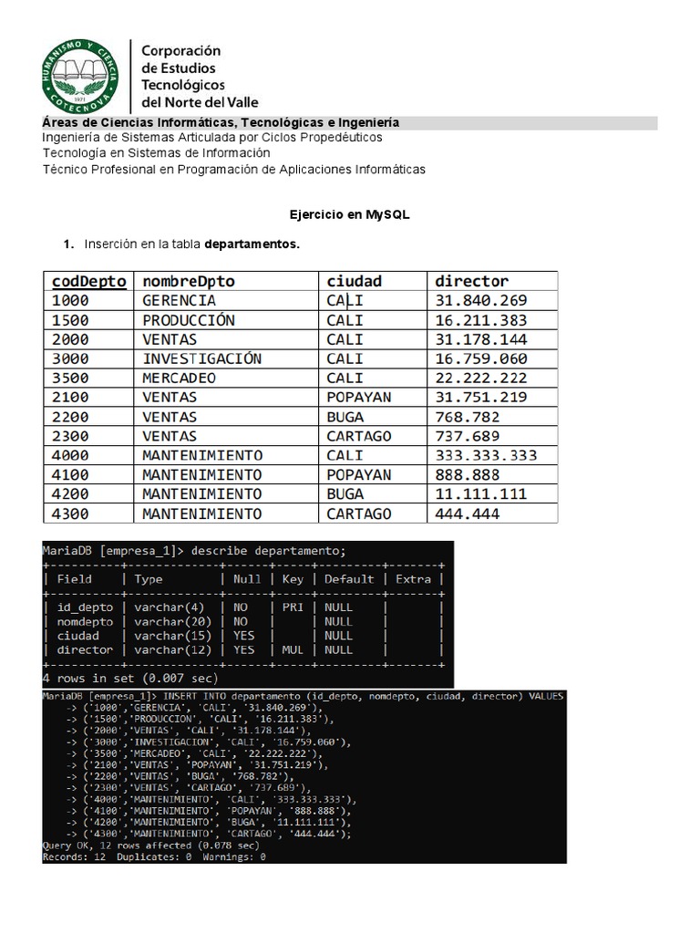 Ejercicios SQL | PDF | Salario | SQL