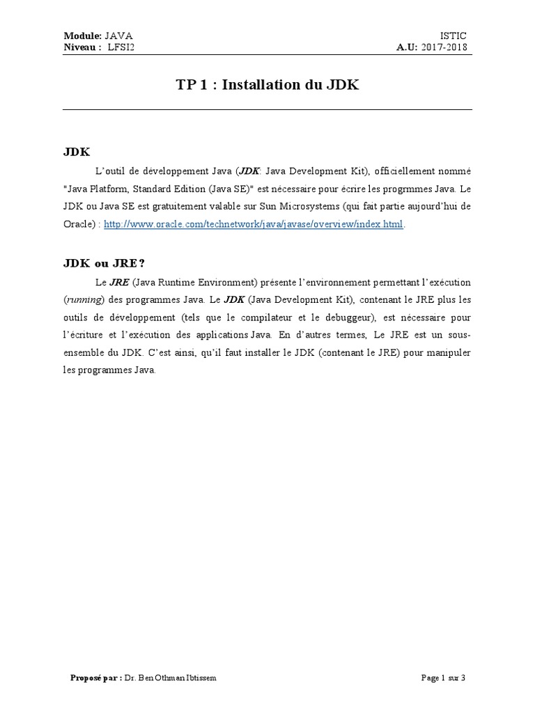 TP1 - Tutorial Install JDK - Final | PDF