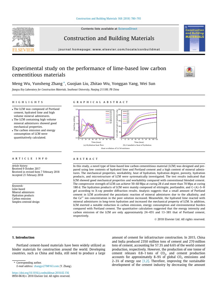 Wu Et Al 2018 - Experimental Study On The Performance of Lime-Based Low ...