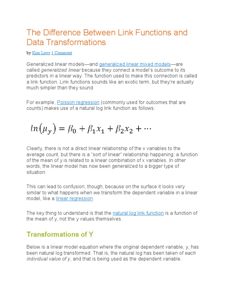 Self-Study - The Difference Between Link Functions and Data ...
