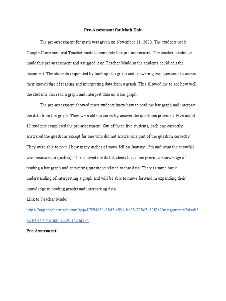Pre Assessment | PDF