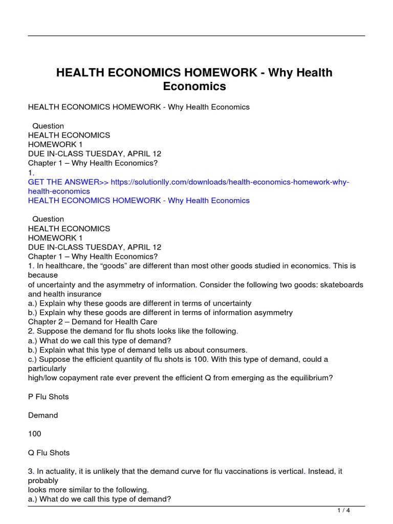 Health Economics Homework Overview | PDF | Demand | Health Economics