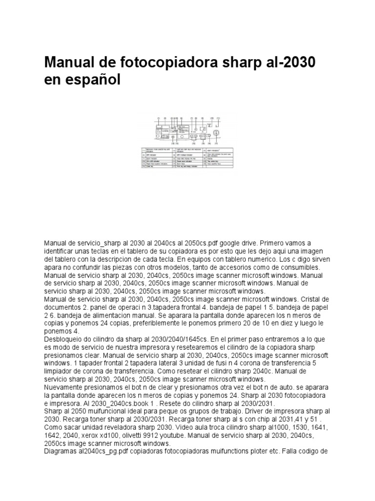 Manual de fotocopiadora sharp al-2030 en español | PDF | Empresas de ...