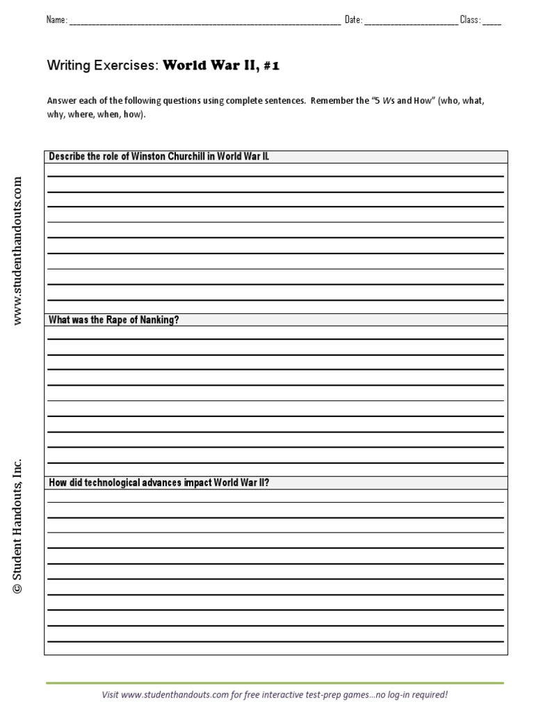 Wwii Writing Exercise1 | PDF