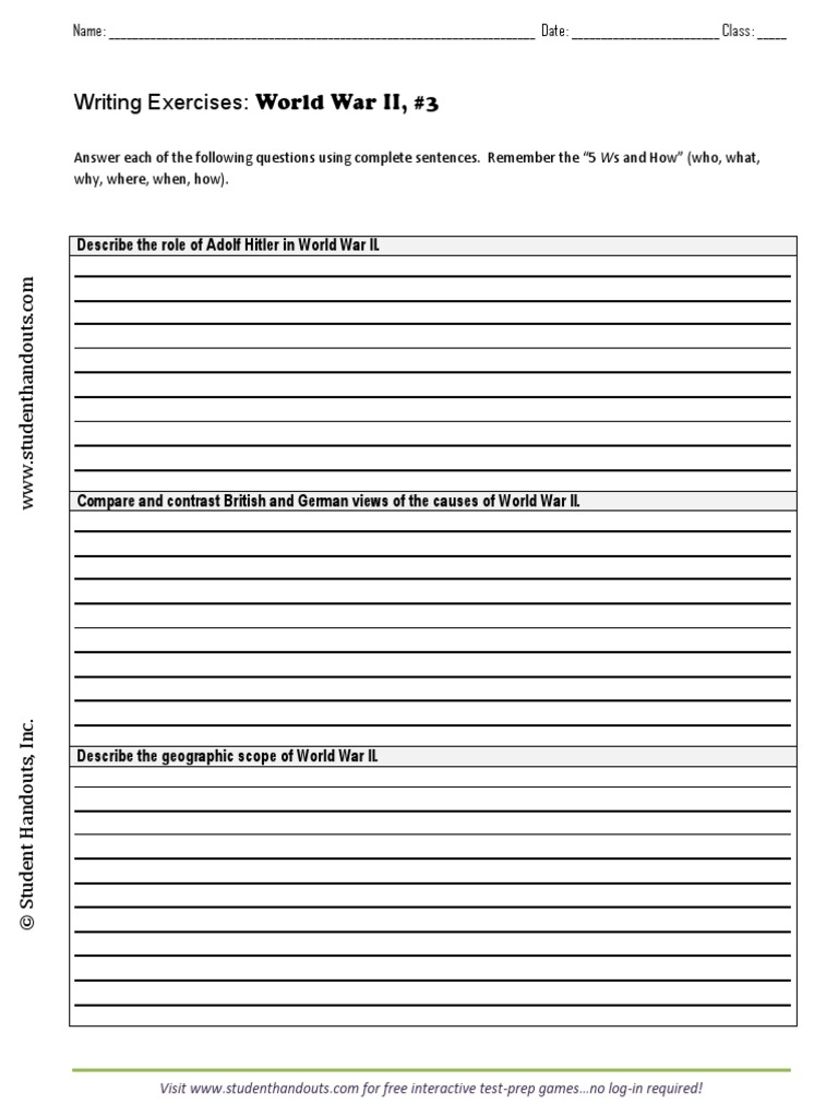 Wwii Writing Exercise 3 | PDF