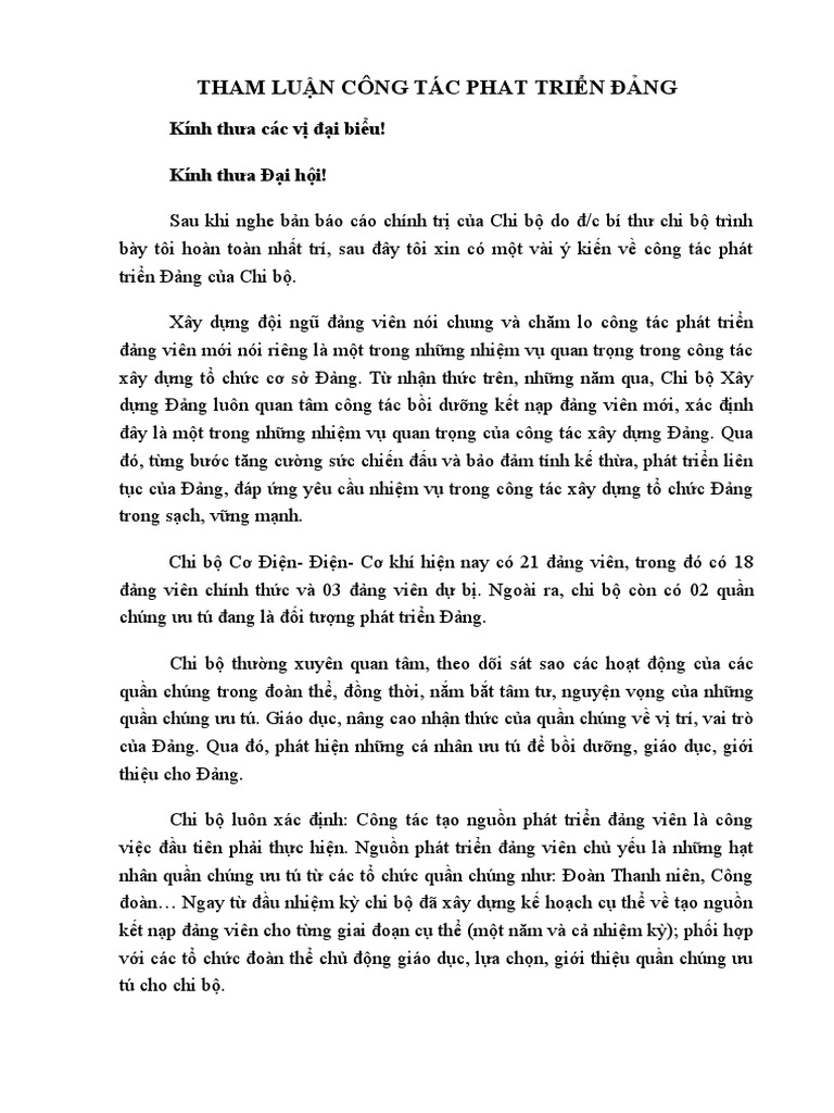 Tham Luan Phat Trien Dang | PDF