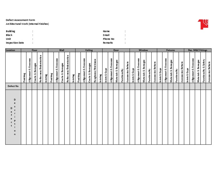 Defect Assessment Checklist PDF | PDF | Building Engineering | Economic ...