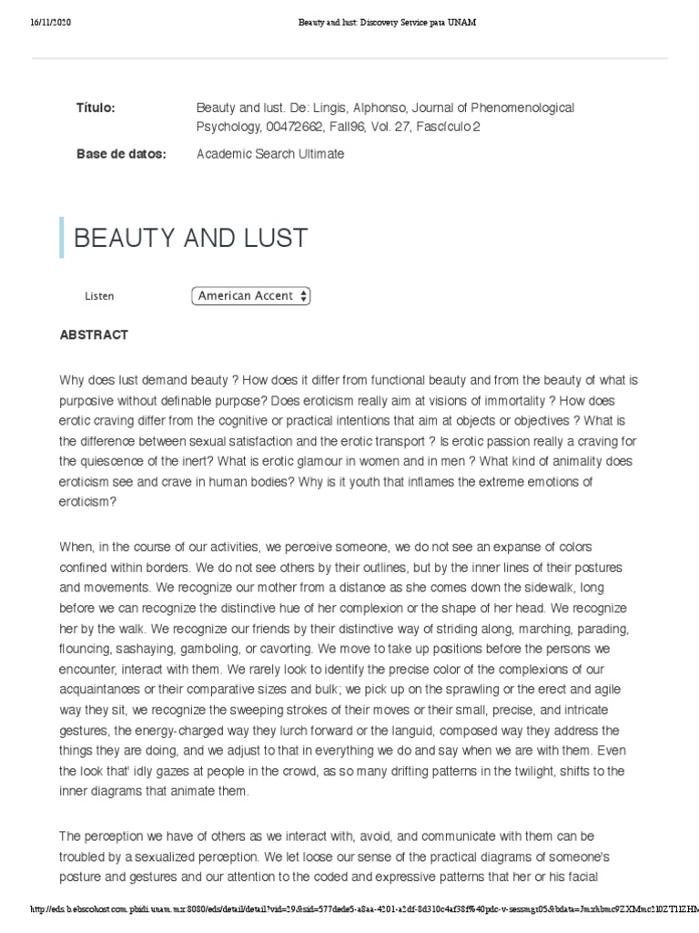 Alphonso Lingis - Beauty and Lust | PDF | Eroticism | Beauty