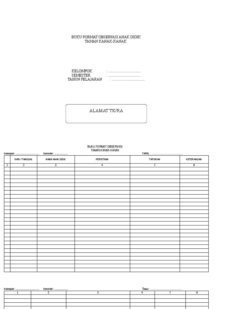 Buku Format Observasi | PDF