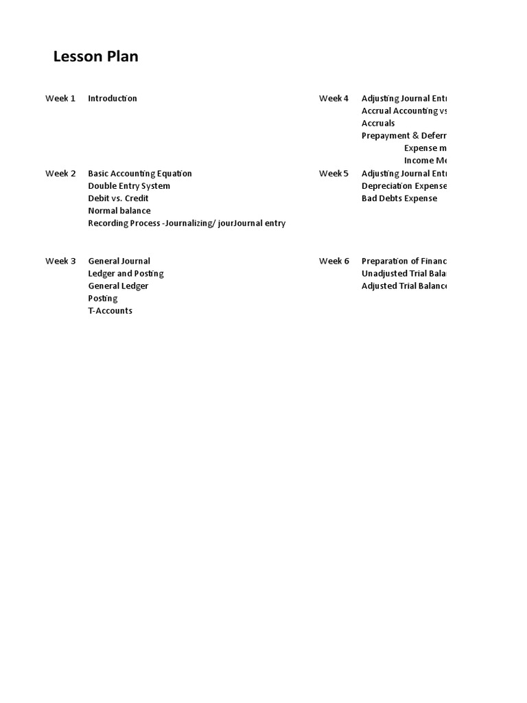 Lesson Plan | PDF | Deferral | Debits And Credits