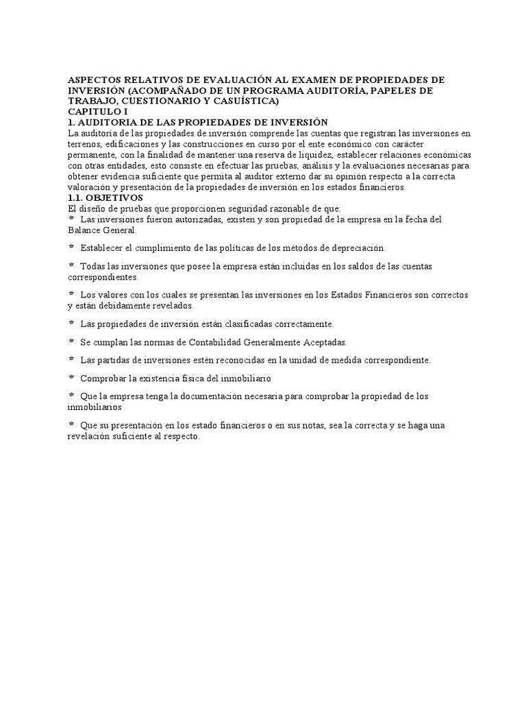 Definicion de La Auditoria de Las Rubro de Inversiones | PDF