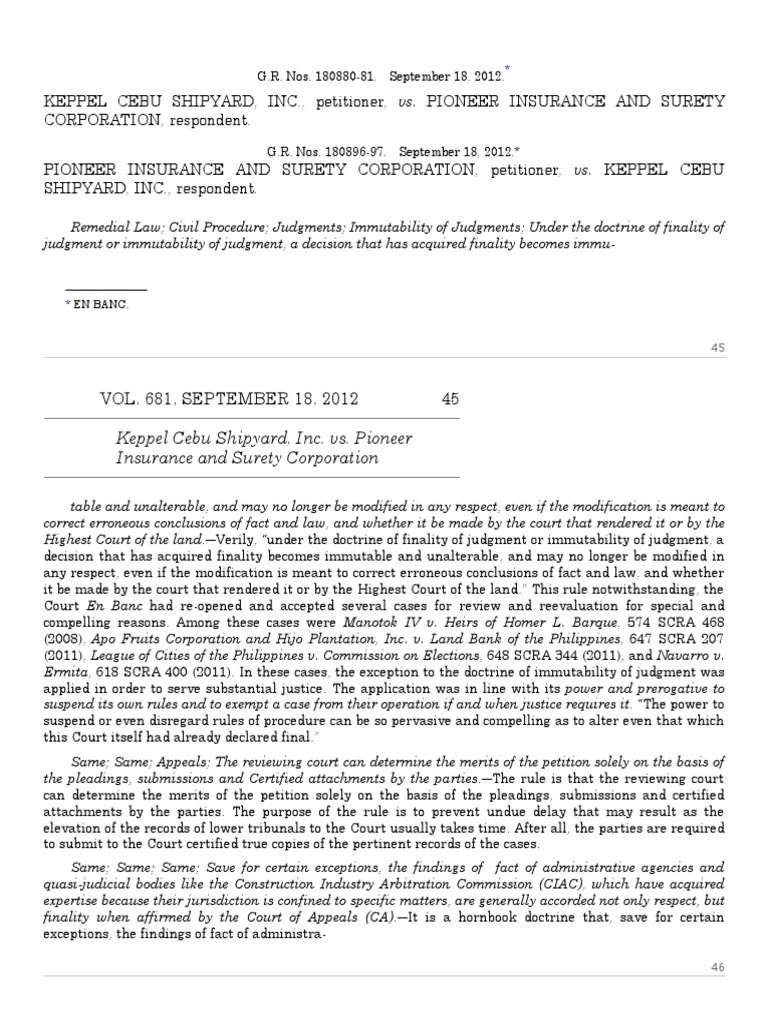 m4. Keppel Cebu Shipyard Inc. vs. Pioneer PDF | PDF | Finance & Money ...