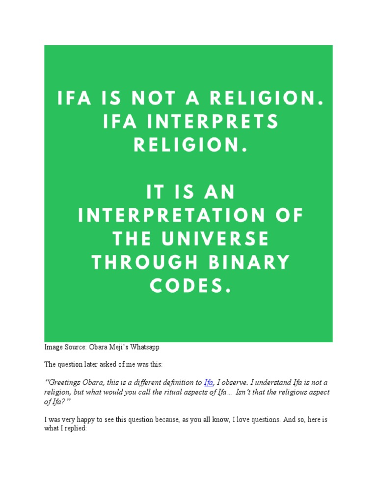 Understanding Ifa: Beyond Religion | PDF | Oracle | Wisdom