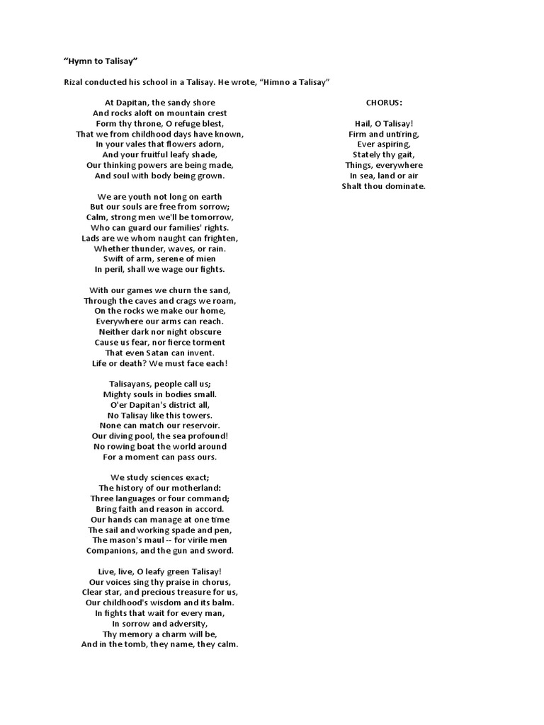 Hymn To Talisay | PDF