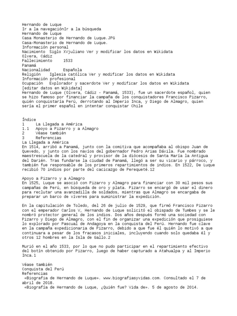 Hernado de Luque | PDF | Colonización española de las Américas ...