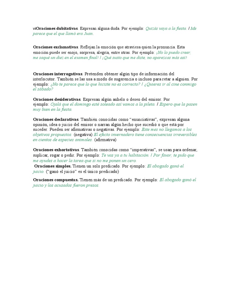 Ejemplos de oraciones dubitativas | PDF