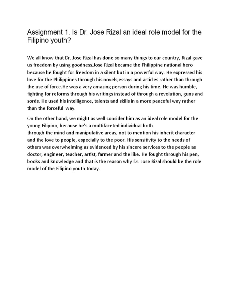 Is Dr. Jose Rizal An Ideal Role Model For The Filipino Youth | PDF