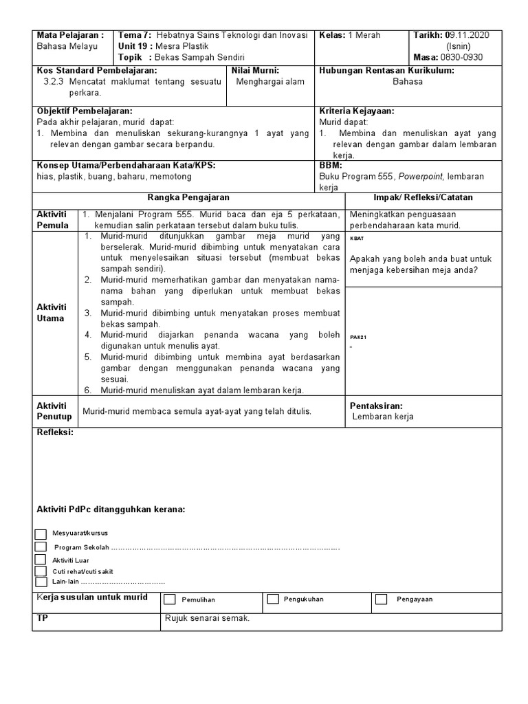 RPH BM M17 | PDF | Karier & Perkembangan | Seni & Disiplin Bahasa