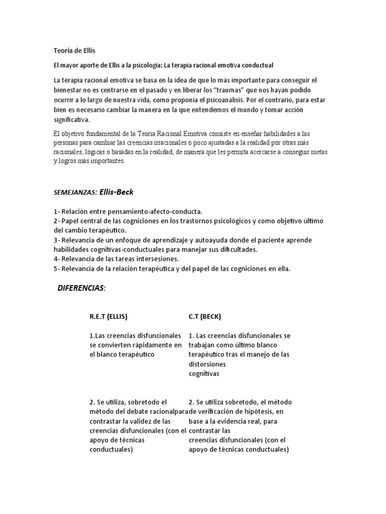 Teoría de Ellis | PDF | Terapia cognitiva | Terapia racional de ...