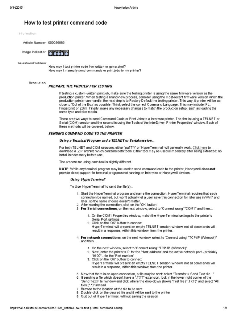 KCS - How To Test Printer Command Code | PDF | Port (Computer ...