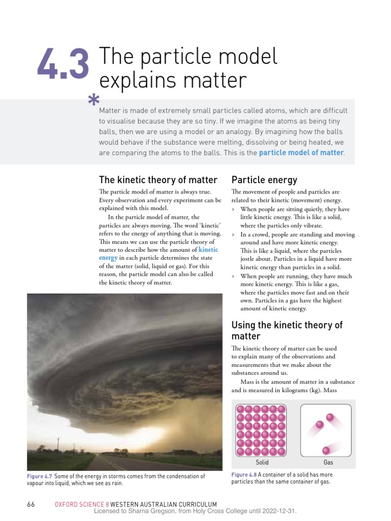 The Particle Model Explains Matter | PDF | Evaporation | Gases