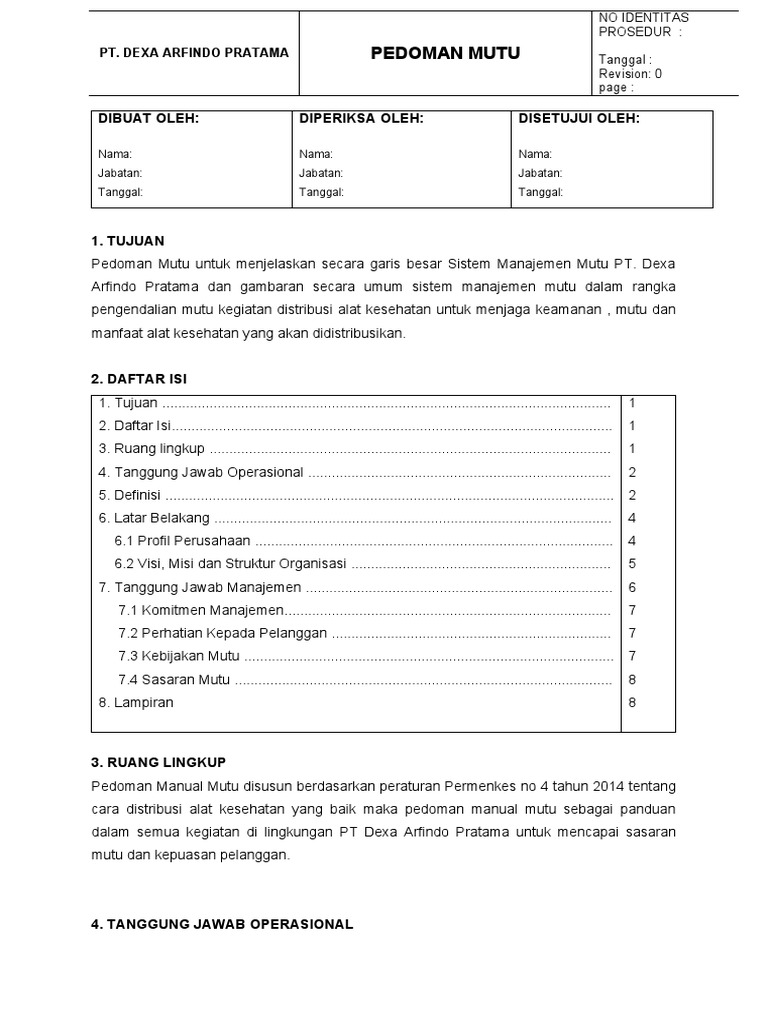 Pedoman Manual Mutu | PDF