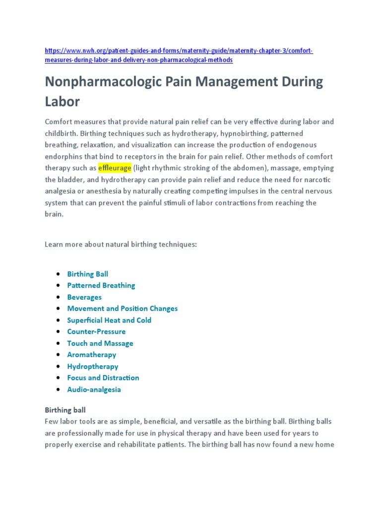 Nonpharmacologic Pain Management During Labor: Measures-During-Labor-And-Delivery-Non ...