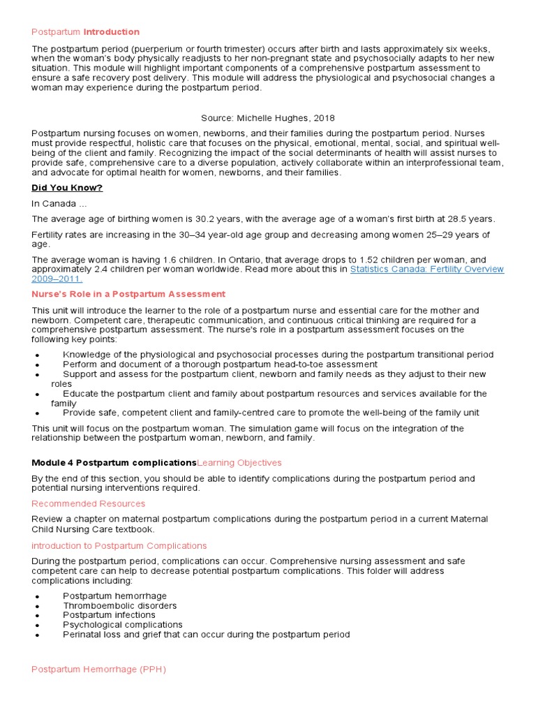Postpartum Introduction | PDF | Childbirth | Postpartum Period