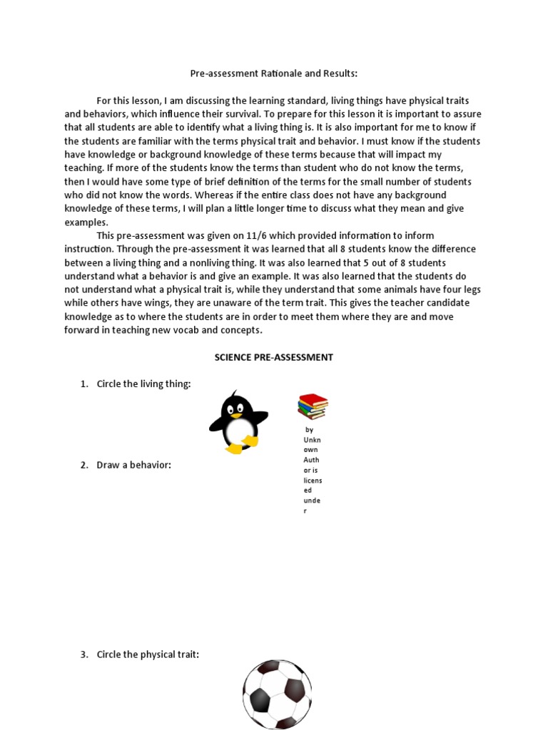 Science Pre-Assessment Portfolio | PDF | Education Theory | Pedagogy