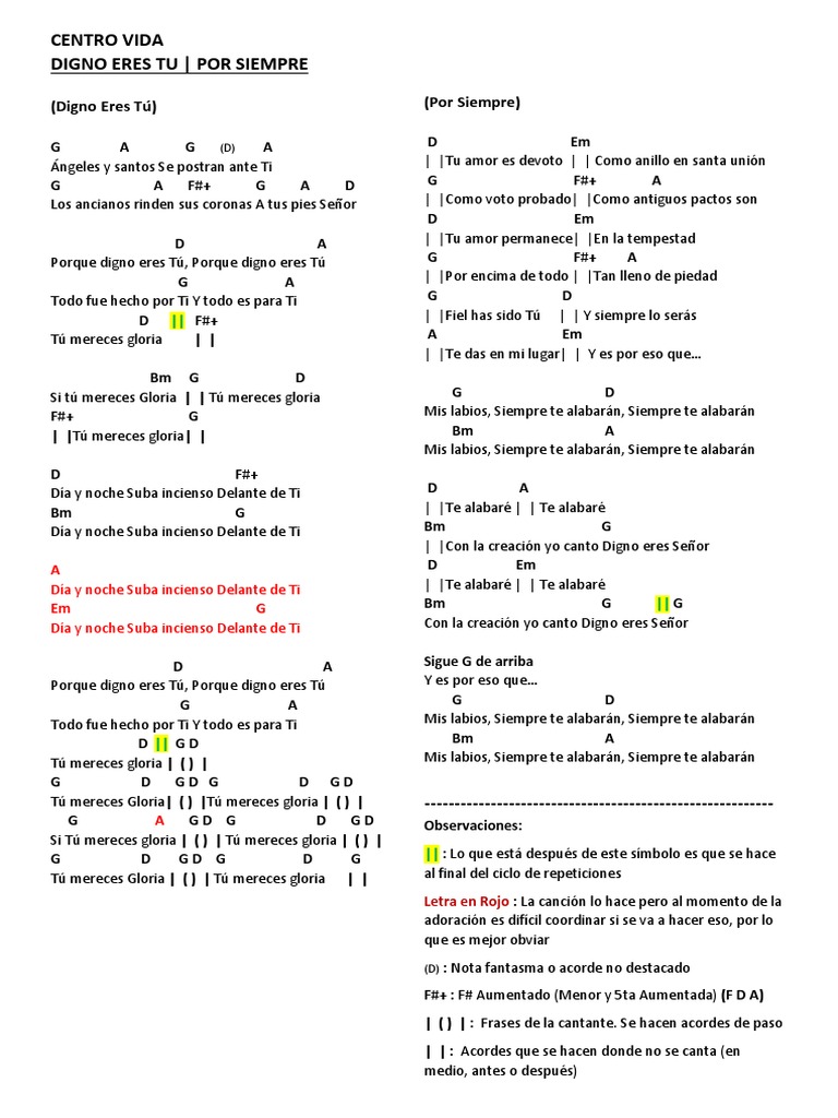 Centro Vida - Digno Eres Tú - Por Siempre PDF | PDF | Entretenimiento (general)